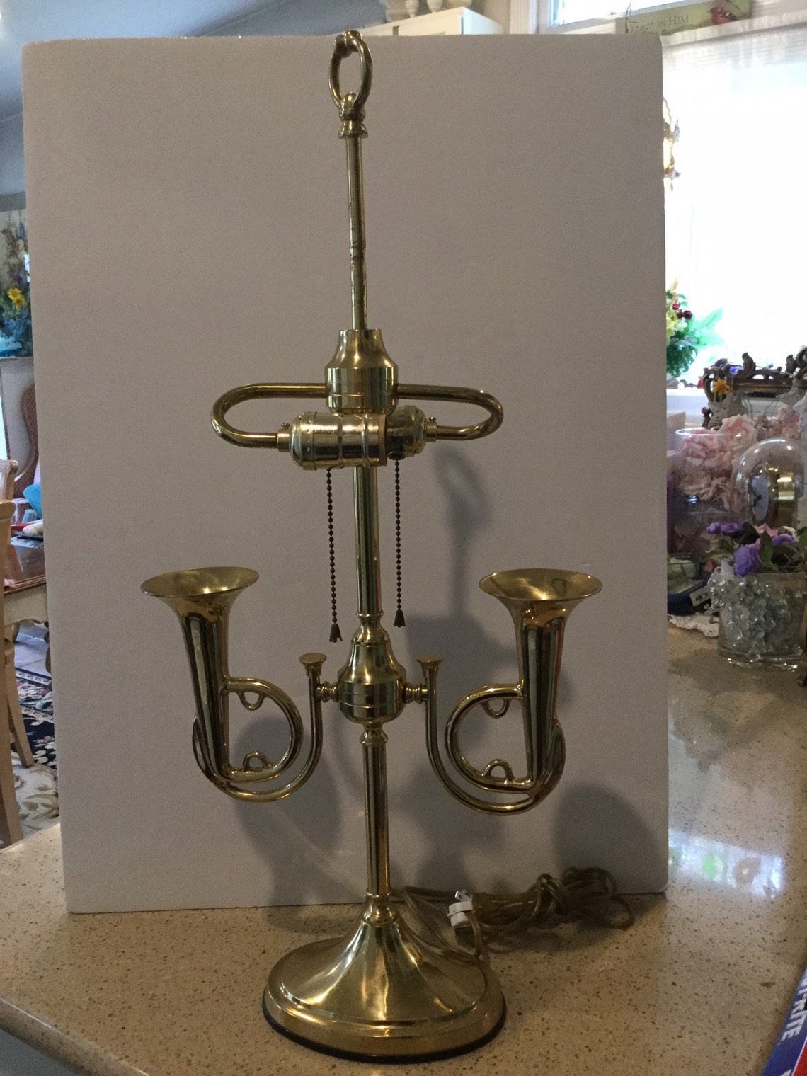 Vintage Solid Brass French Horn Lamp | Etsy
