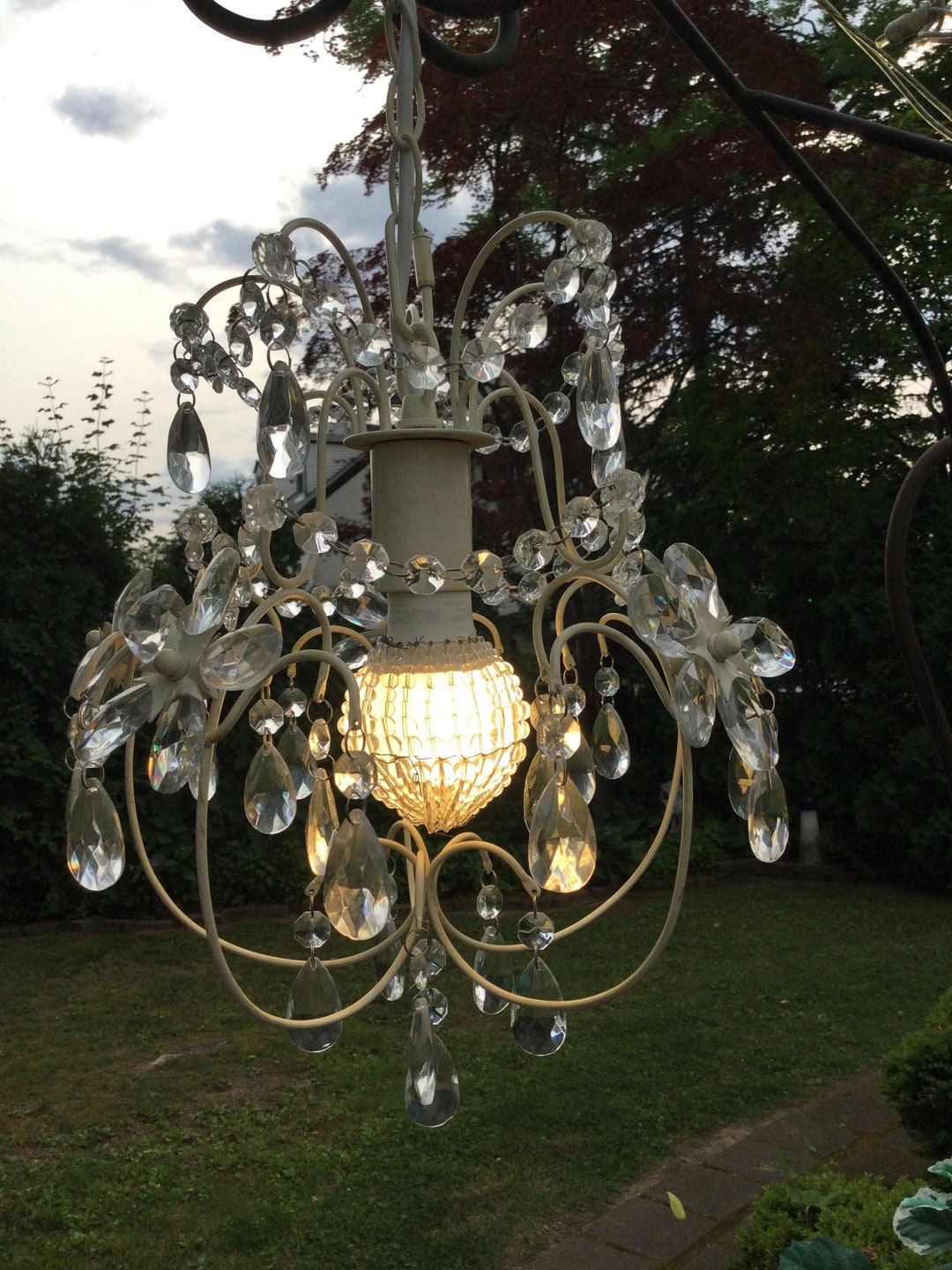 Sparkling Distressed Small Crystal Flower Hanging Light - Etsy