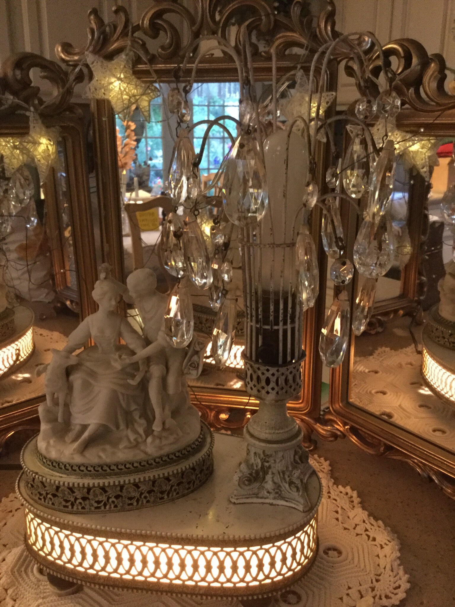 Vintage Victorian Crystal Fountain Lamp | Etsy