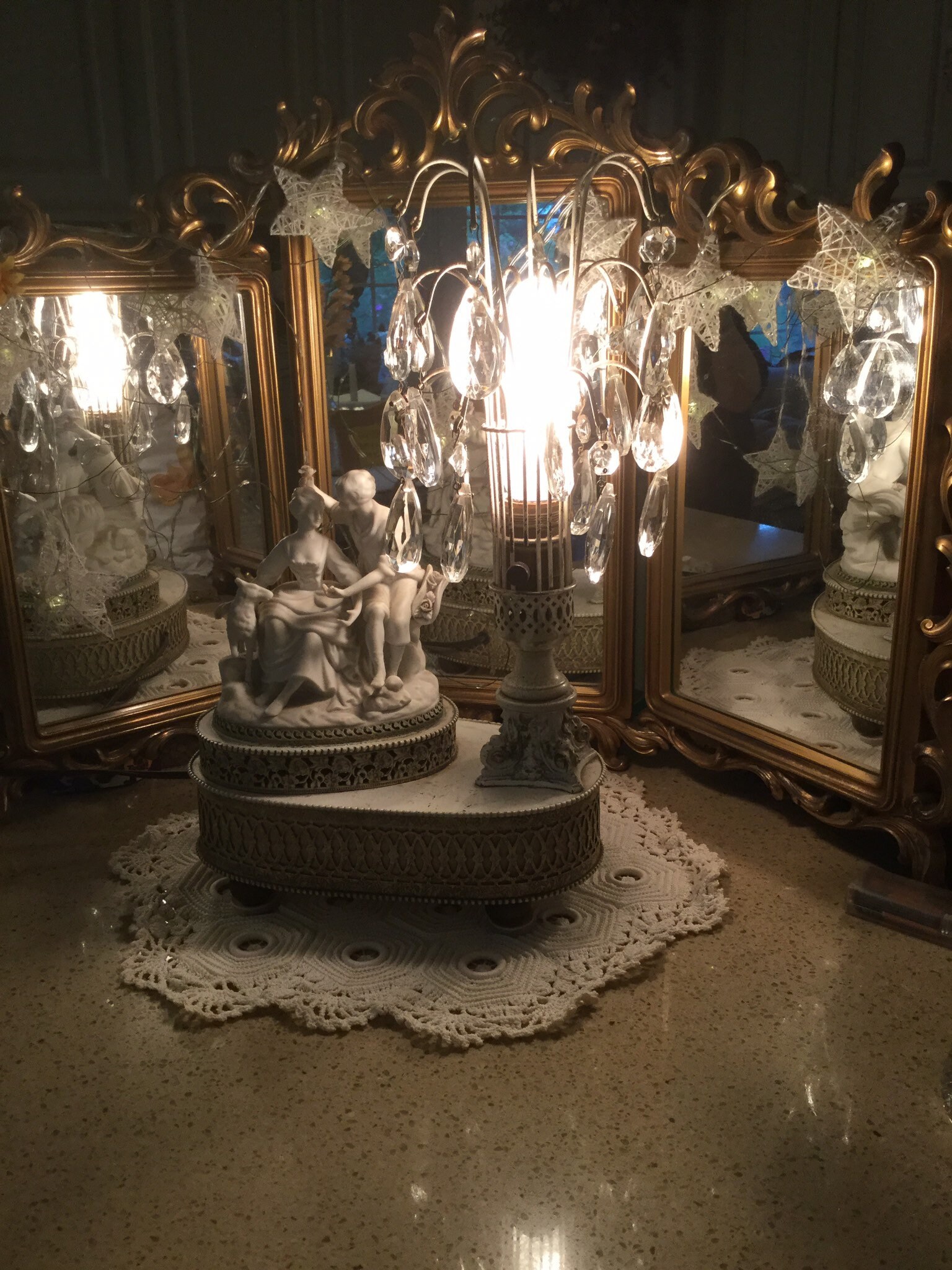 Vintage Victorian Crystal Fountain Lamp - Etsy