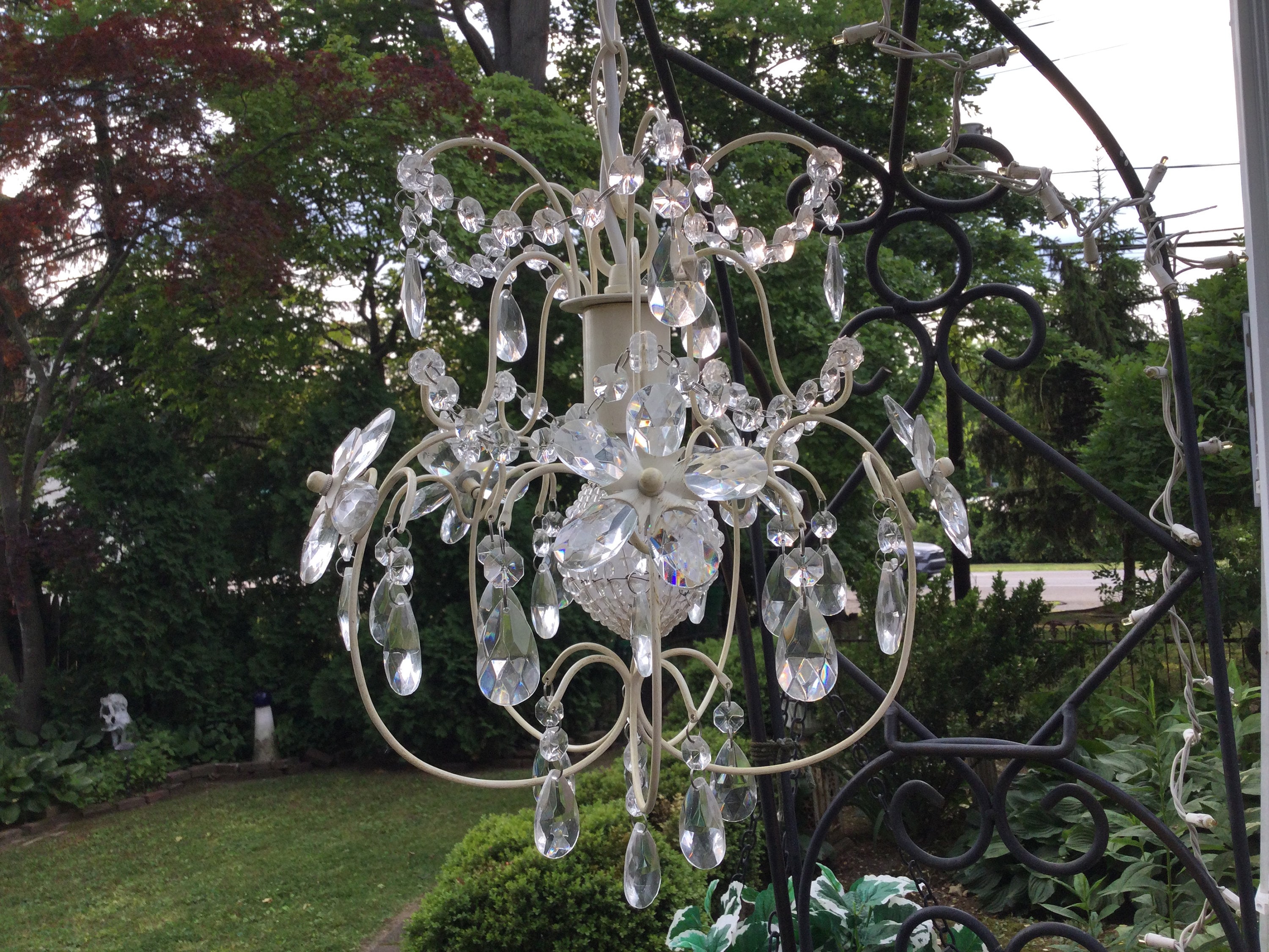 Sparkling Distressed Small Crystal Flower Hanging Light - Etsy