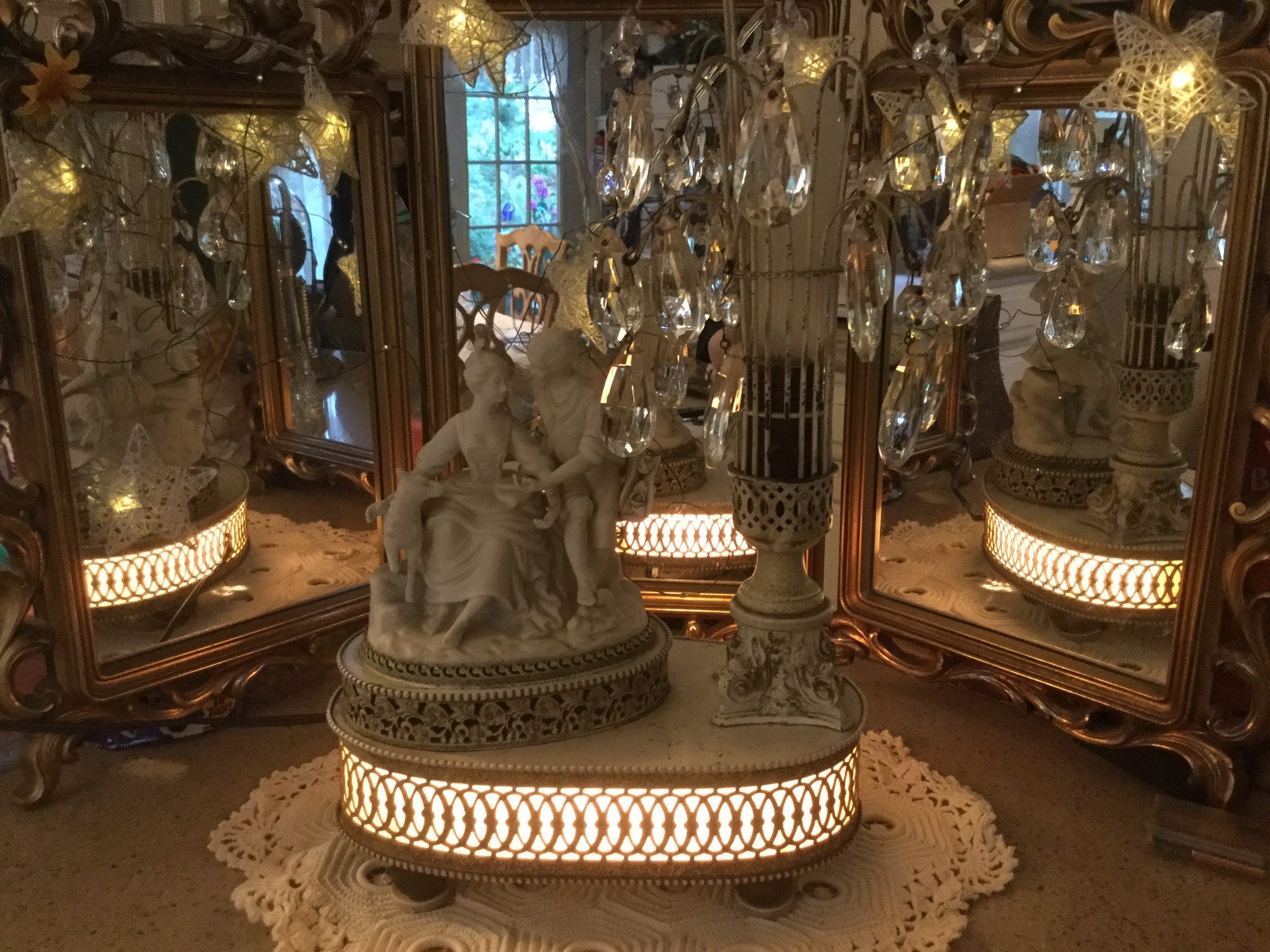 Vintage Victorian Crystal Fountain Lamp | Etsy