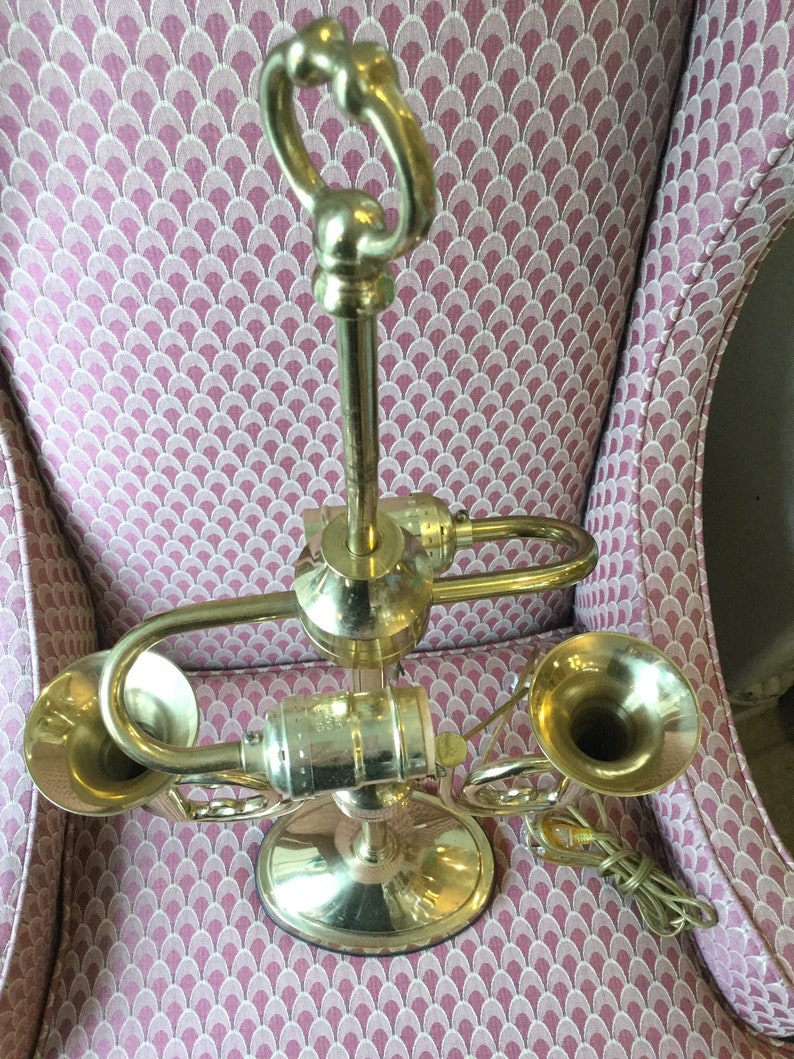 Vintage Solid Brass French Horn Lamp - Etsy
