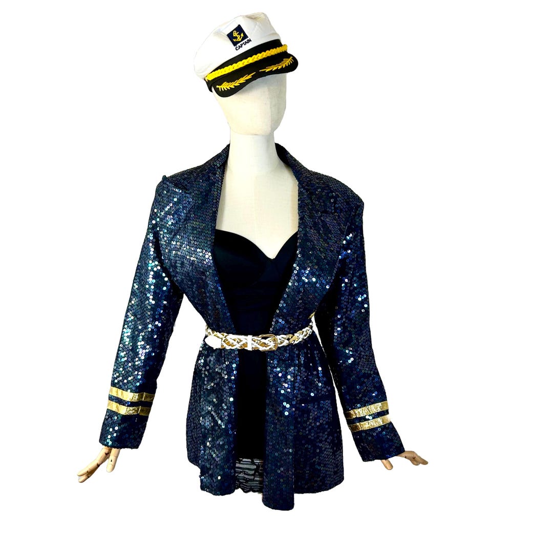 Vintage Blue & Gold Sequin Blazer by Lew Magram, Nautical Glam Dress ...