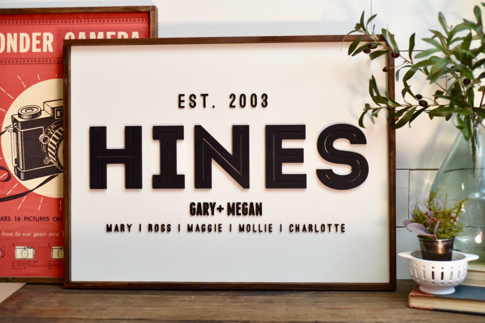 SMALL Modern Style Custom Name Sign Last Name Established Date - Etsy