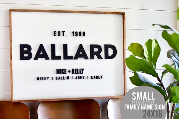 SMALL Modern Style Custom Name Sign Last Name Established Date - Etsy