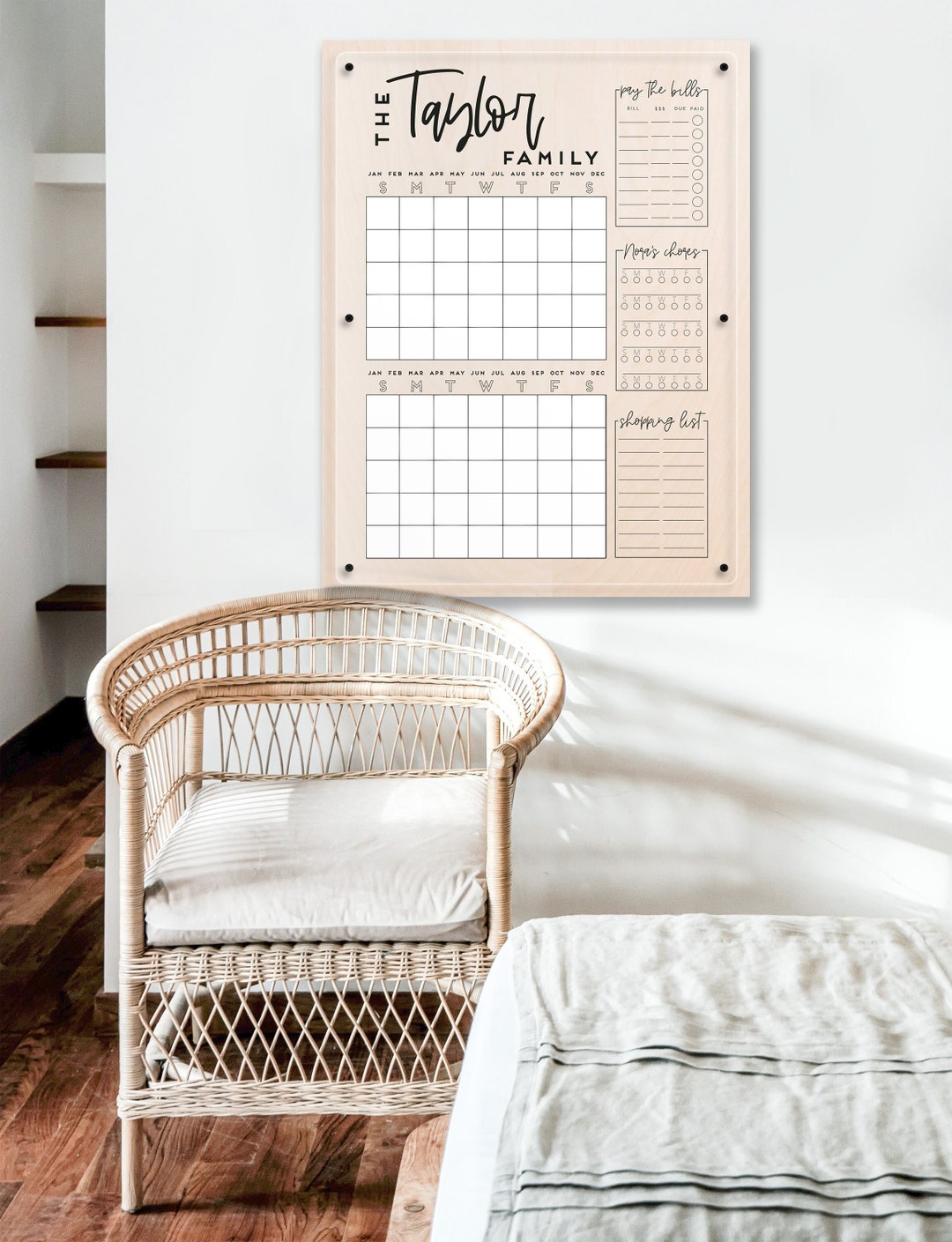 Personalized Family Calendar Clear Acrylic With Custom - Etsy