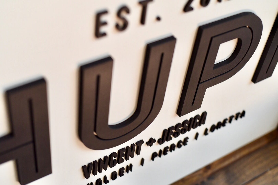 SMALL Modern Style Custom Name Sign Last Name Established Date - Etsy