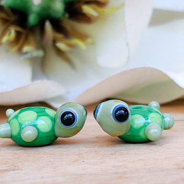 Turtle Glass Beads - Etsy
