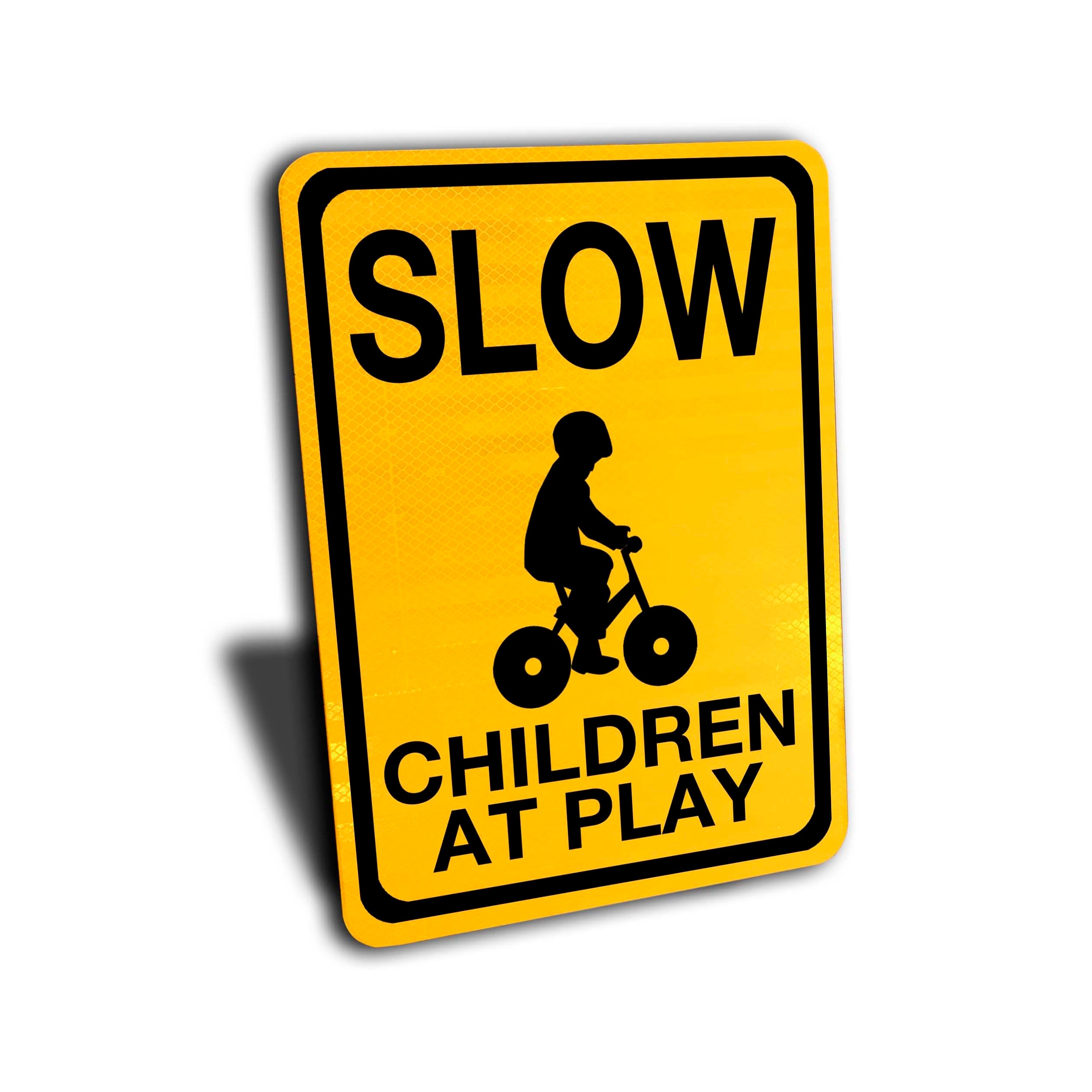 Slow Children at Play Sign, Aluminum, Yellow, Reflective 10" by 14 ...