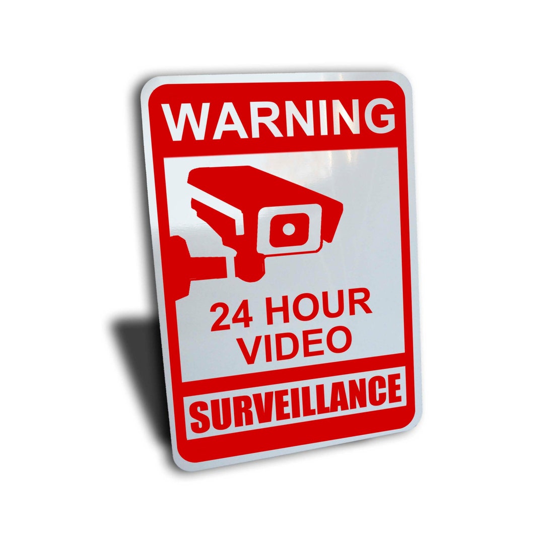 WARNING 24 Hour Video Surveillance Sign, 7 by 10, Red, Aluminum. CCTV ...