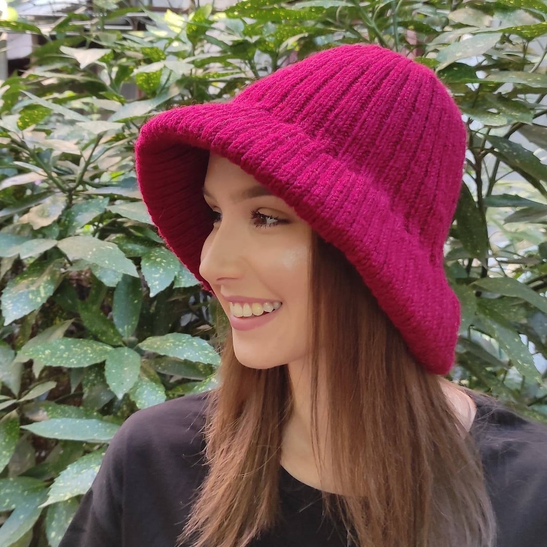 Bucket Hat Knitting Pattern, Panama Hat Pattern, Wide Brim Knit Hat ...