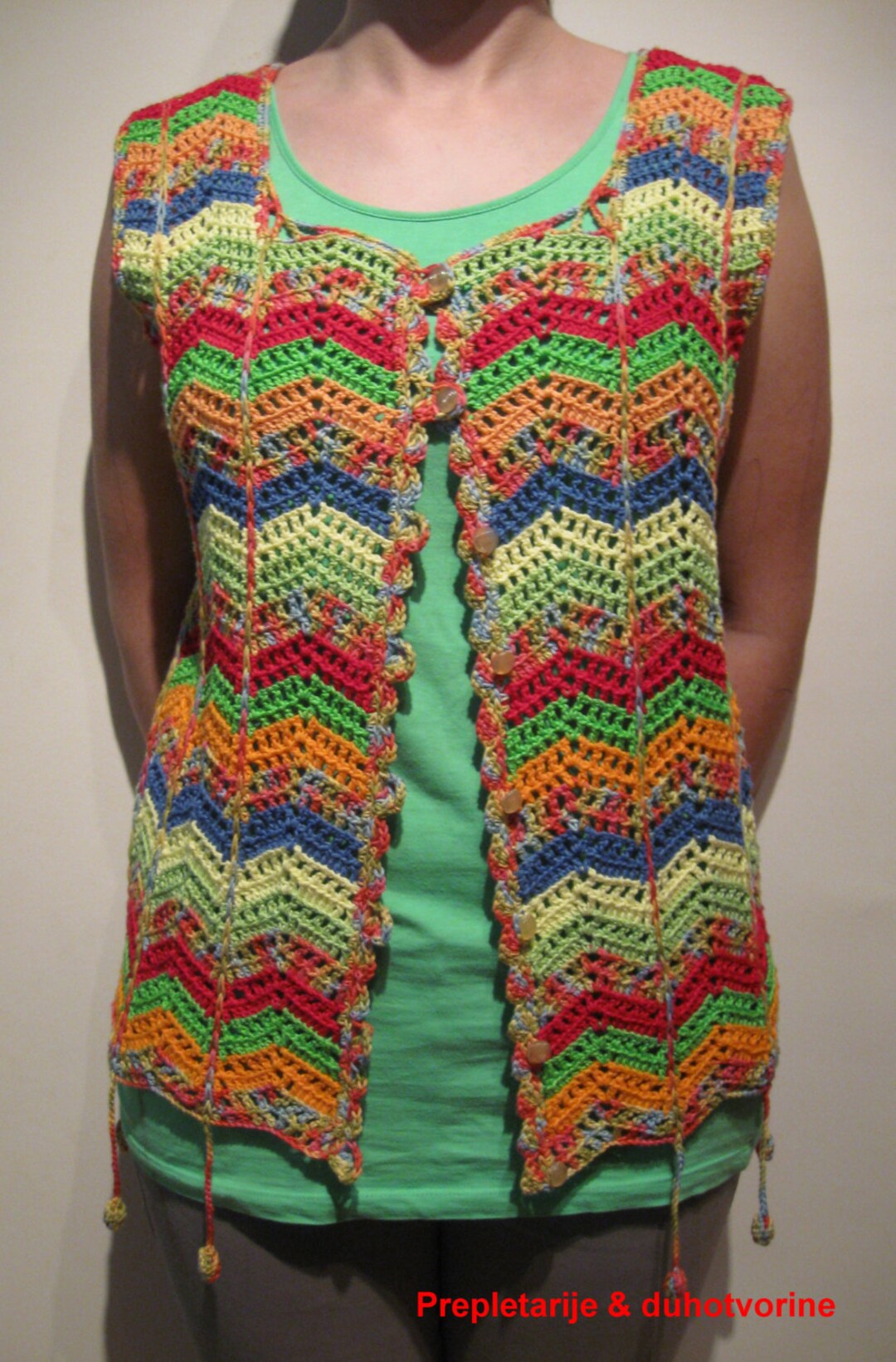 Crochet Colorful Boho Vest Crochet Top Cotton Lace Women's Vest ...