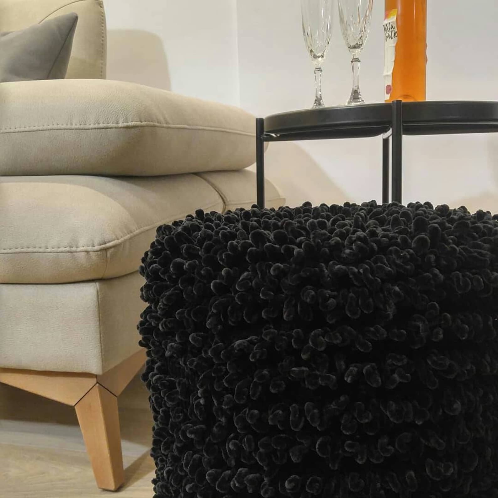 Stool Round Cover Dressing Table Stool Cover Fluffy Crochet Velvet ...