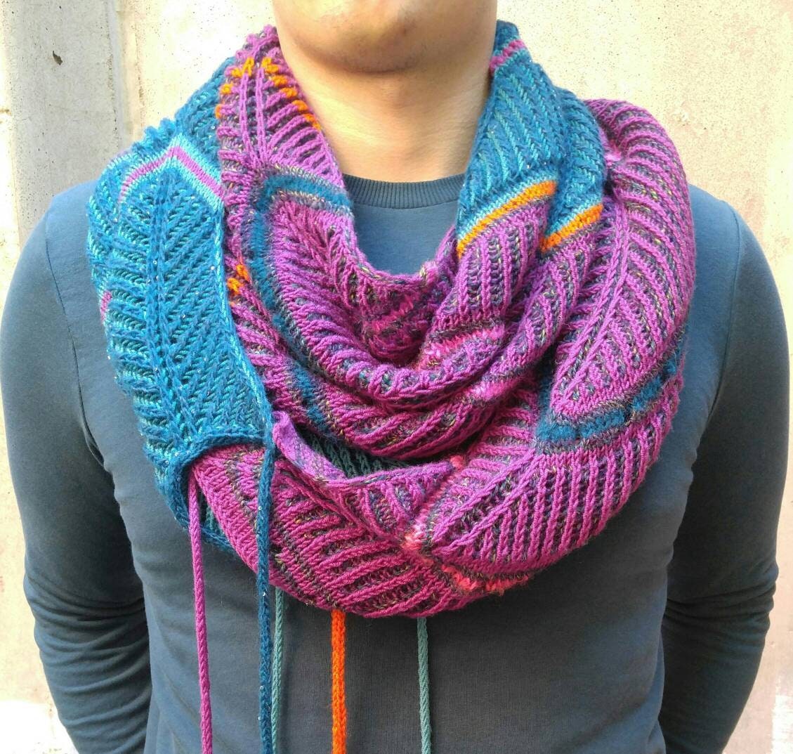 2 Color Brioche Scarf Knitting Pattern Color Block Scarf - Etsy