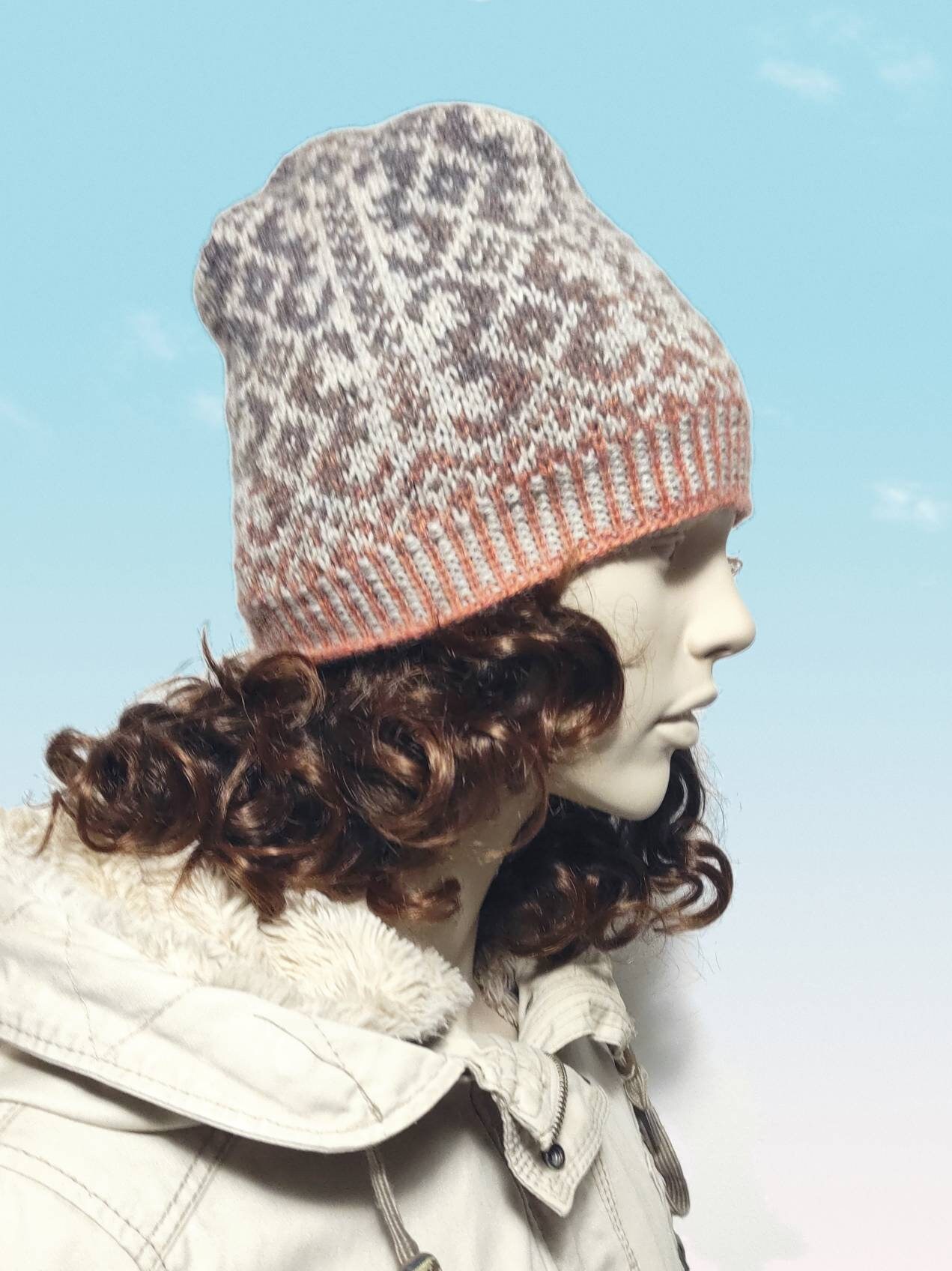 Women's Fair Isle Hat Knitting Pattern Ethnic Style Hat Stranded ...