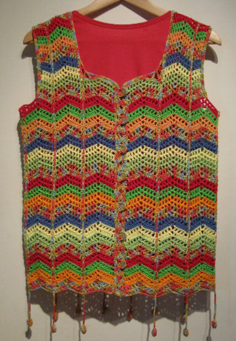 Crochet Colorful Boho Vest, Crochet Top Cotton Lace Women's Vest ...