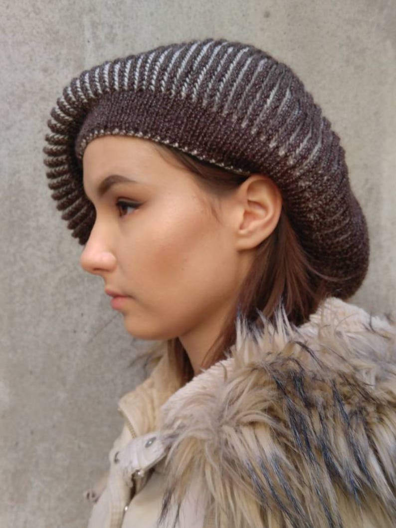 Brioche Knit Beret Pattern: Two-color Slouchy Hat (PDF) - Etsy