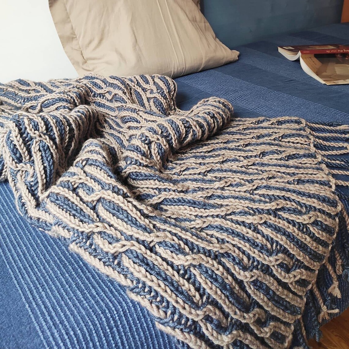 Blanket Knitting Pattern Textured Brioche Knit Blanket Pattern - Etsy