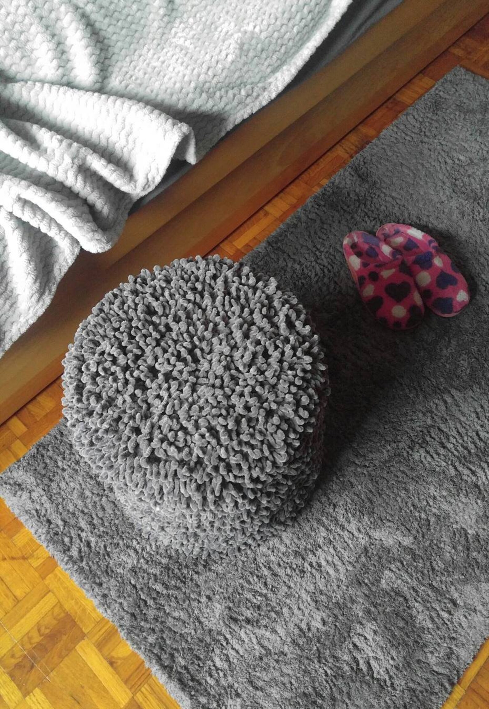 Stool Round Cover Dressing Table Stool Cover Fluffy Crochet Velvet ...