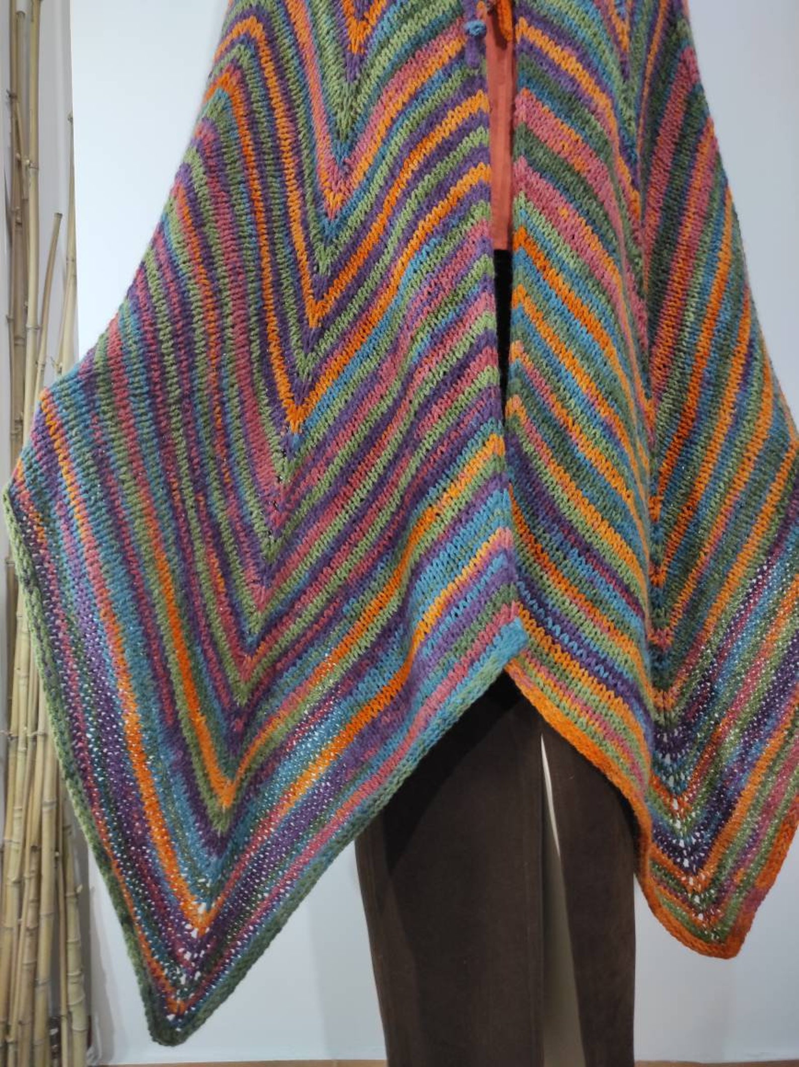 Hooded Poncho Women's Knitting Pattern Colorful Hooded - Etsy UK