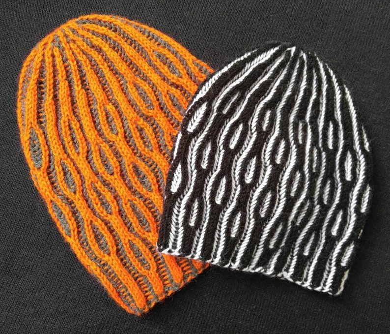 Brioche 2 Color Unisex Winter Hat Knitting Pattern Men's Reversible Ski ...