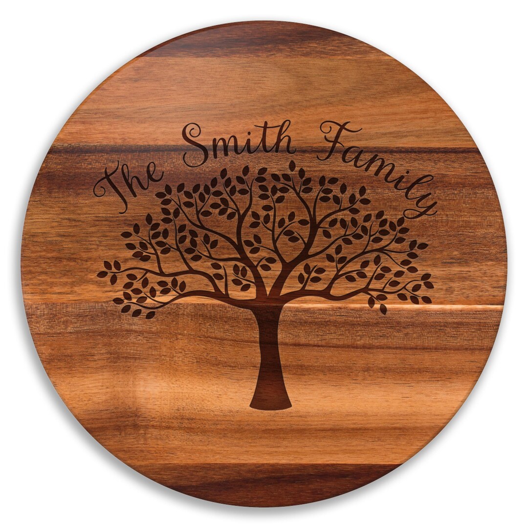 Engraved Family Tree Lazy Susan • Personalized Acacia Wood Turntable - Etsy