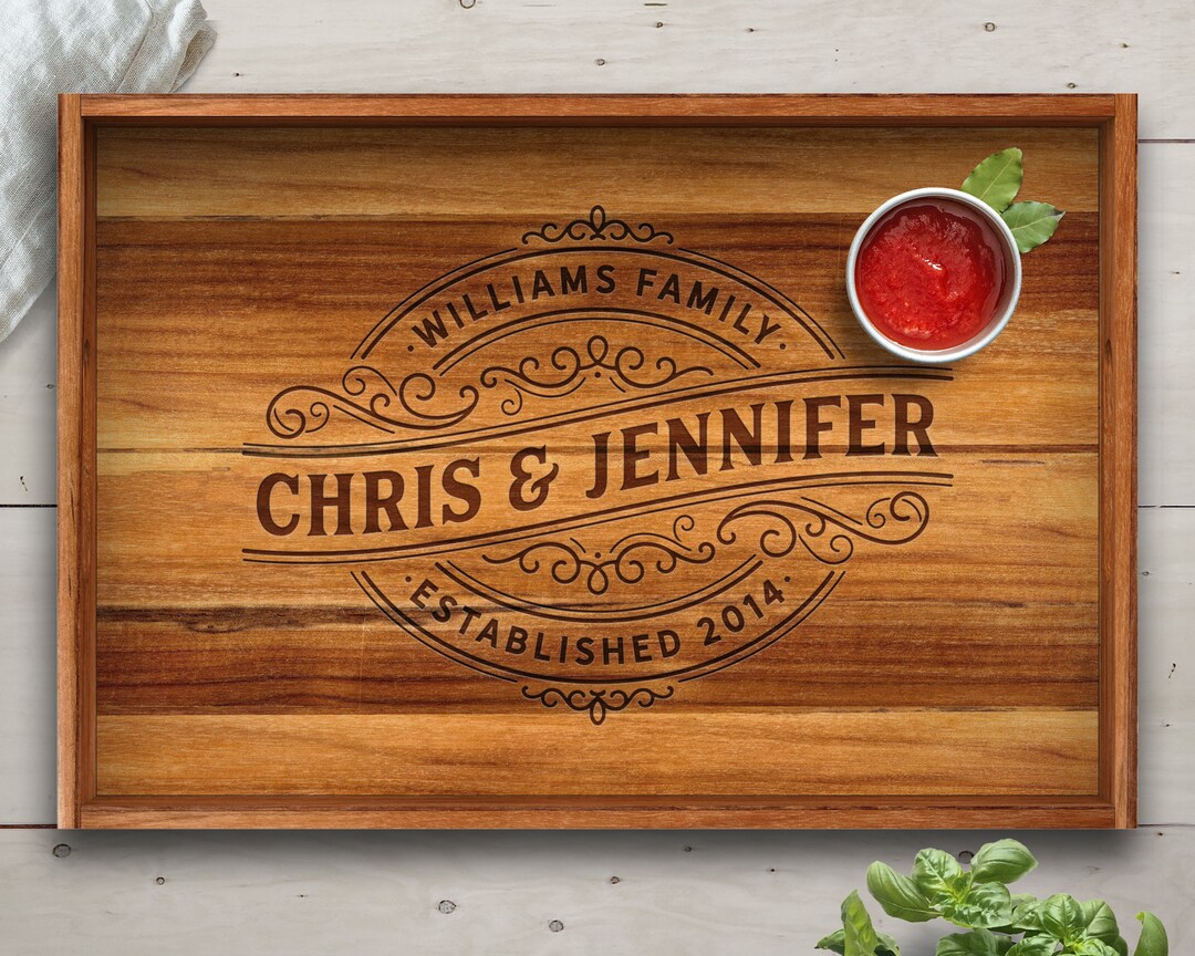 Serving Tray, Teak, Custom Serving Tray, Tray With Handles, Engraved ...