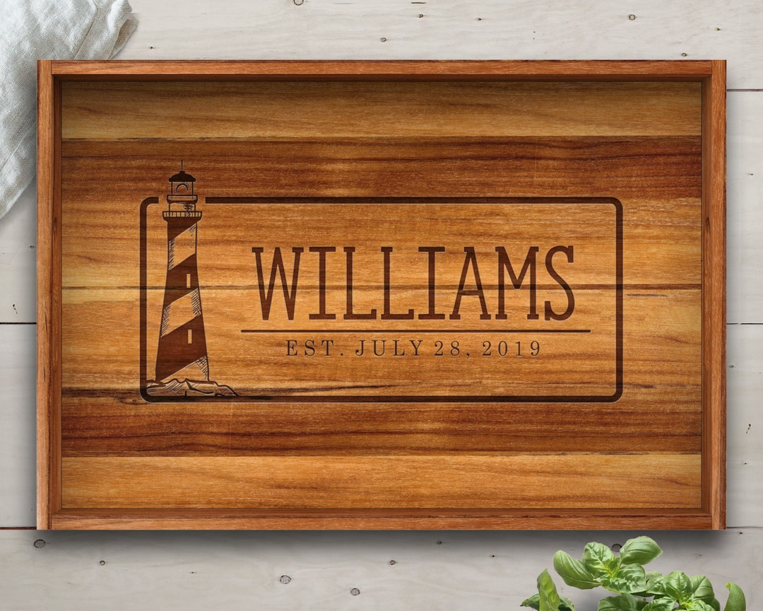 Lighthouse, Tray, Teak, Lighthouse Decor, Personalized Tray, Lighthouse ...
