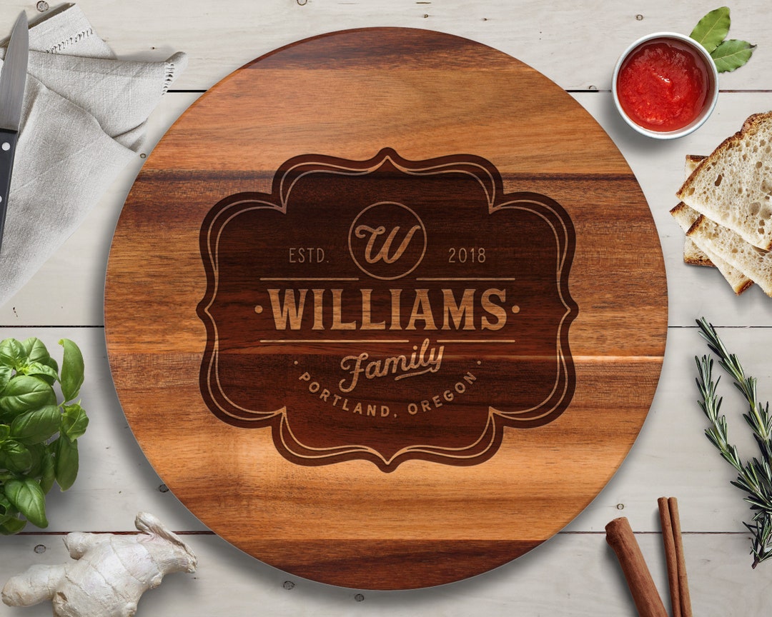 Personalized Acacia Wood Lazy Susan, Engraved Family Name - Etsy