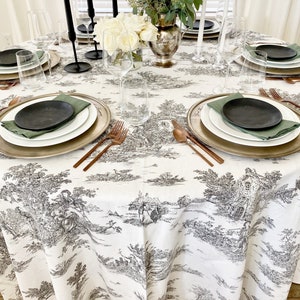 Round Italian Washed Cotton Toile Wedding Tablecloth | Fall, Winter ...