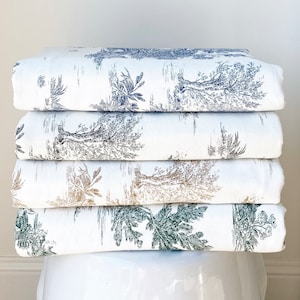 Italian Washed Cotton Blue Toile Holiday Tablecloth | Coastal Grandma ...