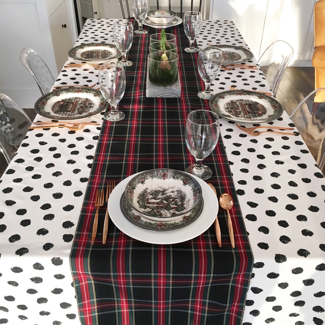 Black Tartan Table Runner Black Table Runner Stewart Black - Etsy