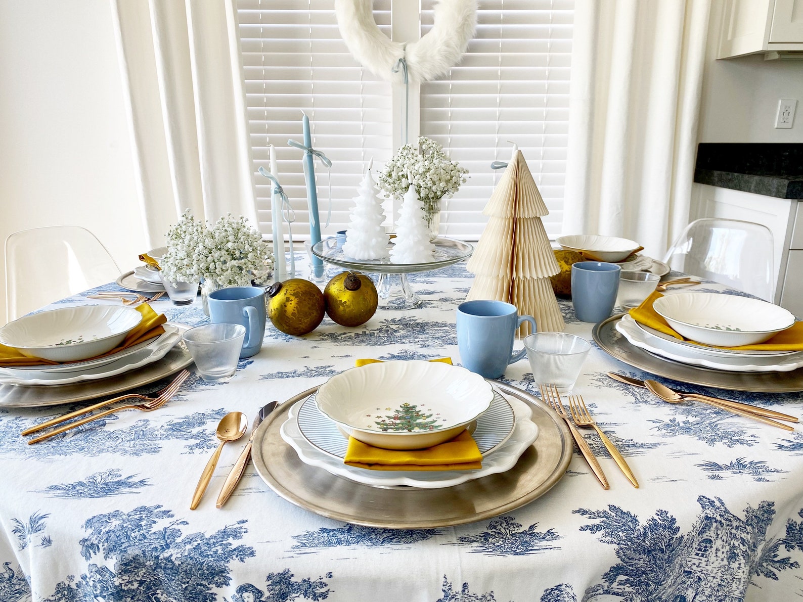 Italian Washed Cotton Blue Toile Holiday Tablecloth Coastal - Etsy