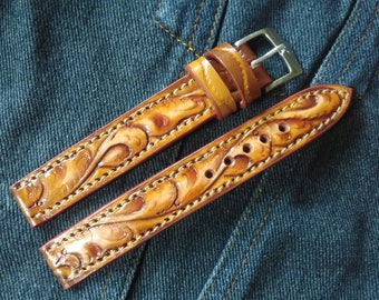 Western Watchband Custom Leather Watch Strap Tooled Leather Watch Strap ...
