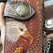 Carved Leather Mens Biker Wallet Chain Eagle Tooled Leather Bifold ...