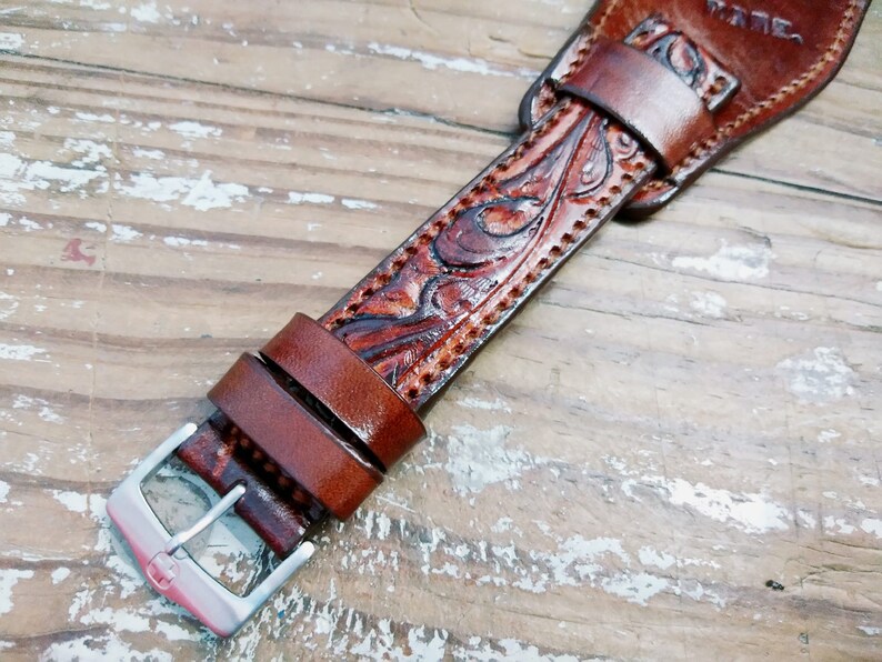 Western Watchband Custom Leather Watch Strap Tooled Leather Watch Strap ...