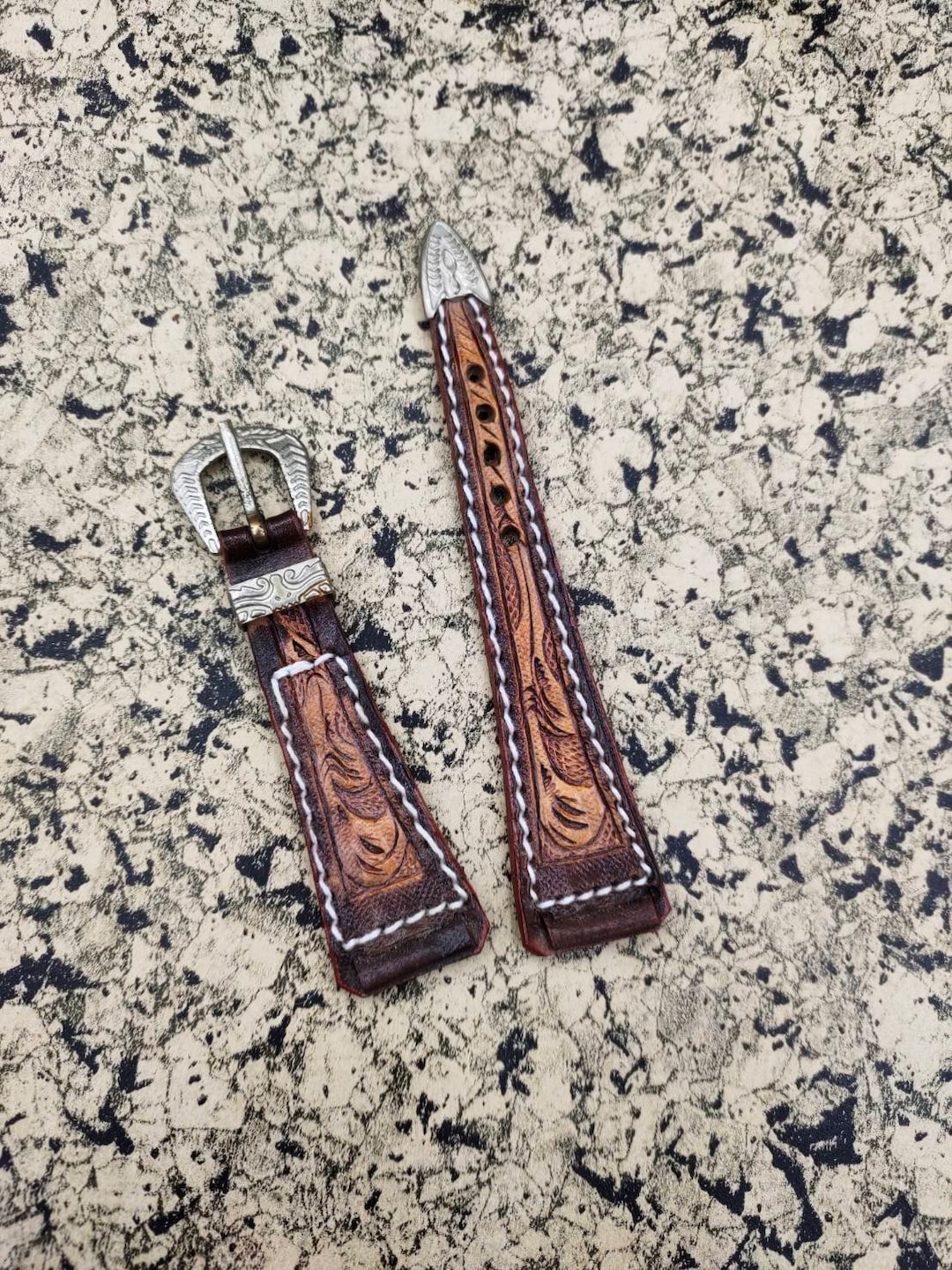 Western Watchband Custom Leather Watch Strap Tooled Leather Watch Strap ...