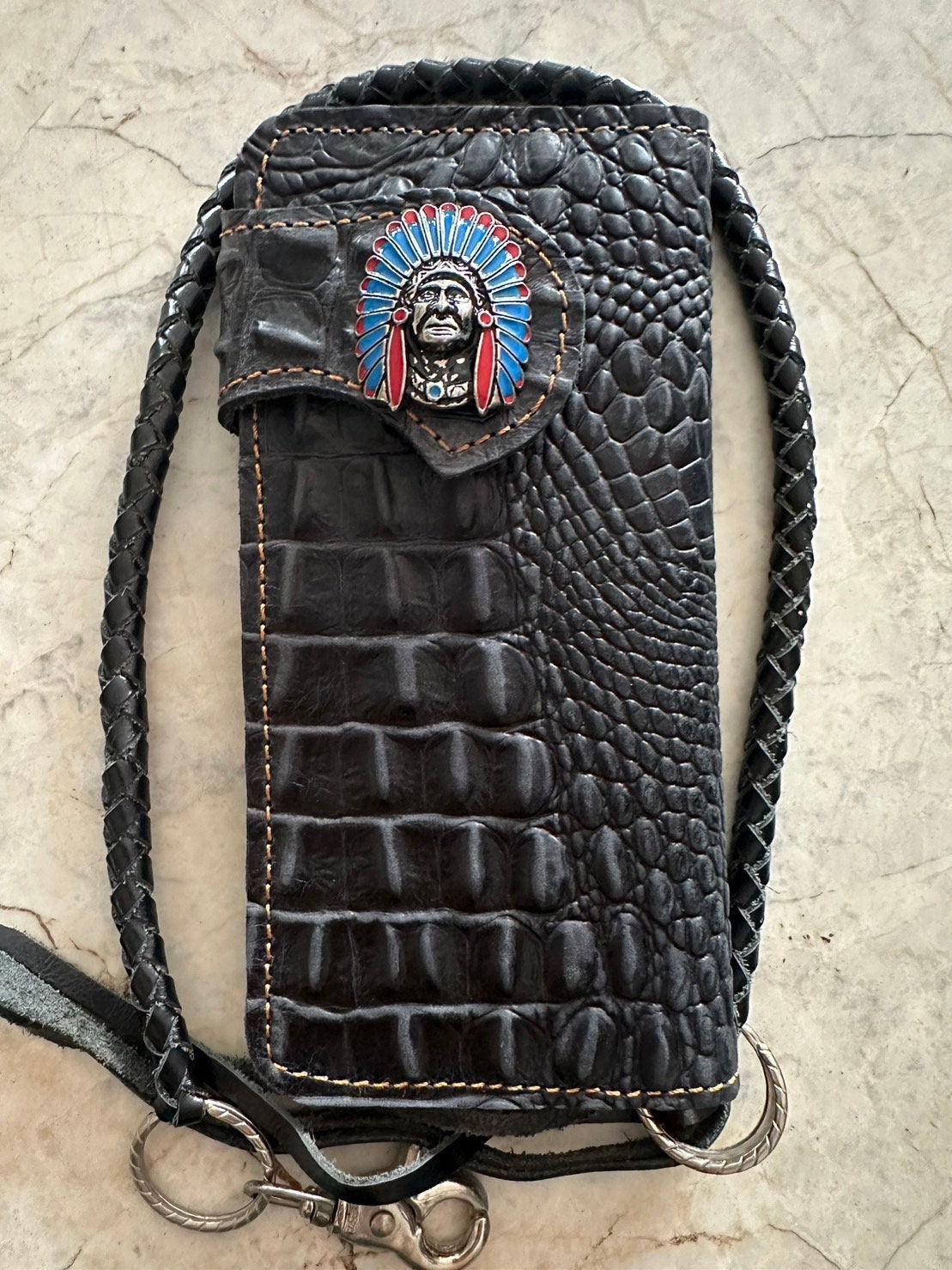 Chain Wallet Handmade Leather Biker Walltet Mens Bifold Wallet ...