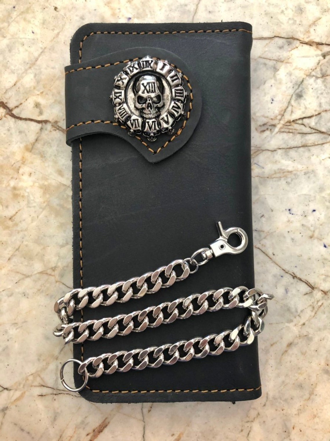 Leather Biker Wallet Chain Mens Bifold Wallet Handmade Leather Wallet ...