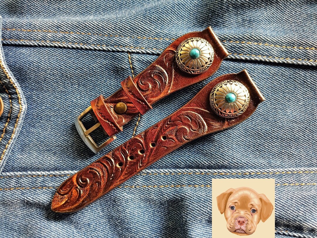 Western Watchband Custom Leather Watch Strap Tooled Leather Watch Strap ...