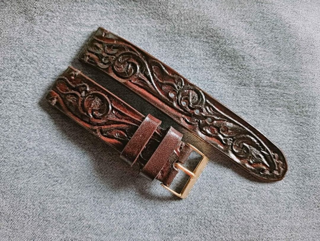 Western Watchband Custom Leather Watch Strap Tooled Leather Watch Strap ...