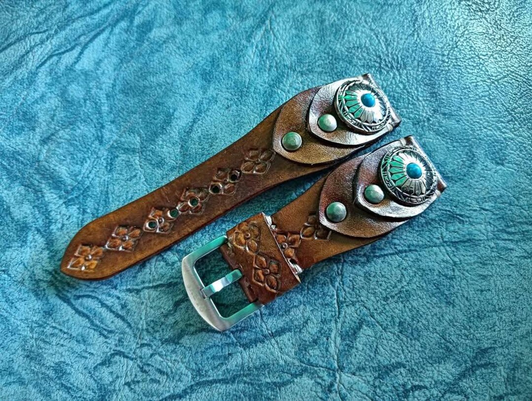 Western Watchband Custom Leather Watch Strap Tooled Leather Watch Strap ...
