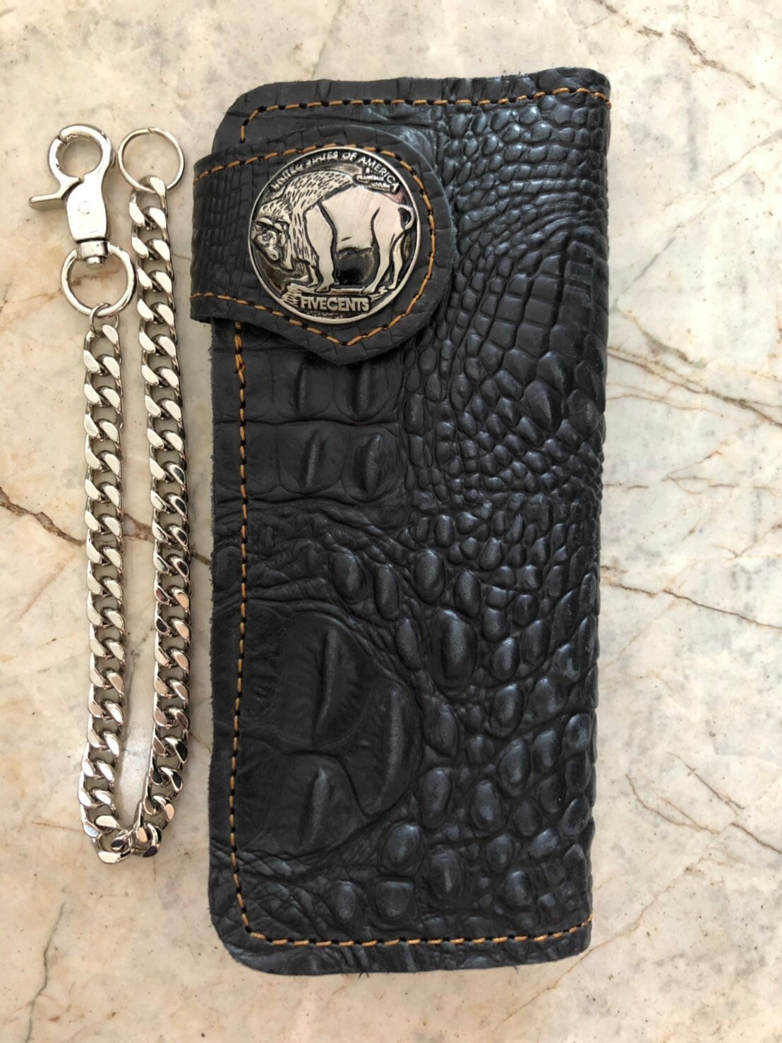 Chain Wallet Handmade Leather Biker Walltet Mens Bifold Wallet ...