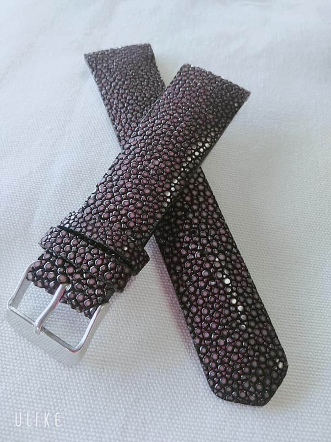Dark Burgundy Stingray Skin Leather Watch Bands Handmade Watch Strap ...