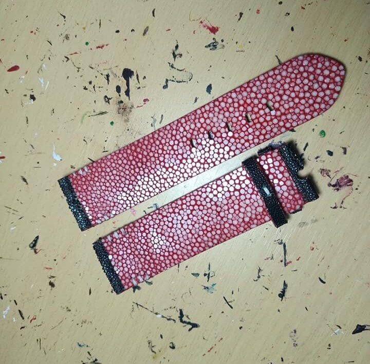 Pink Stingray Skin Leather Watch Bands Handmade Watch Strap Stingray ...