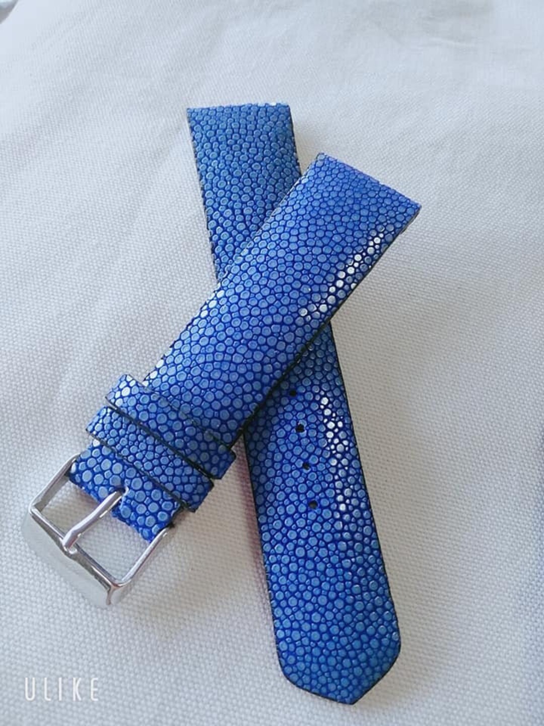 Blue Stingray Skin Leather Watch Bands Handmade Watch Strap Stingray ...