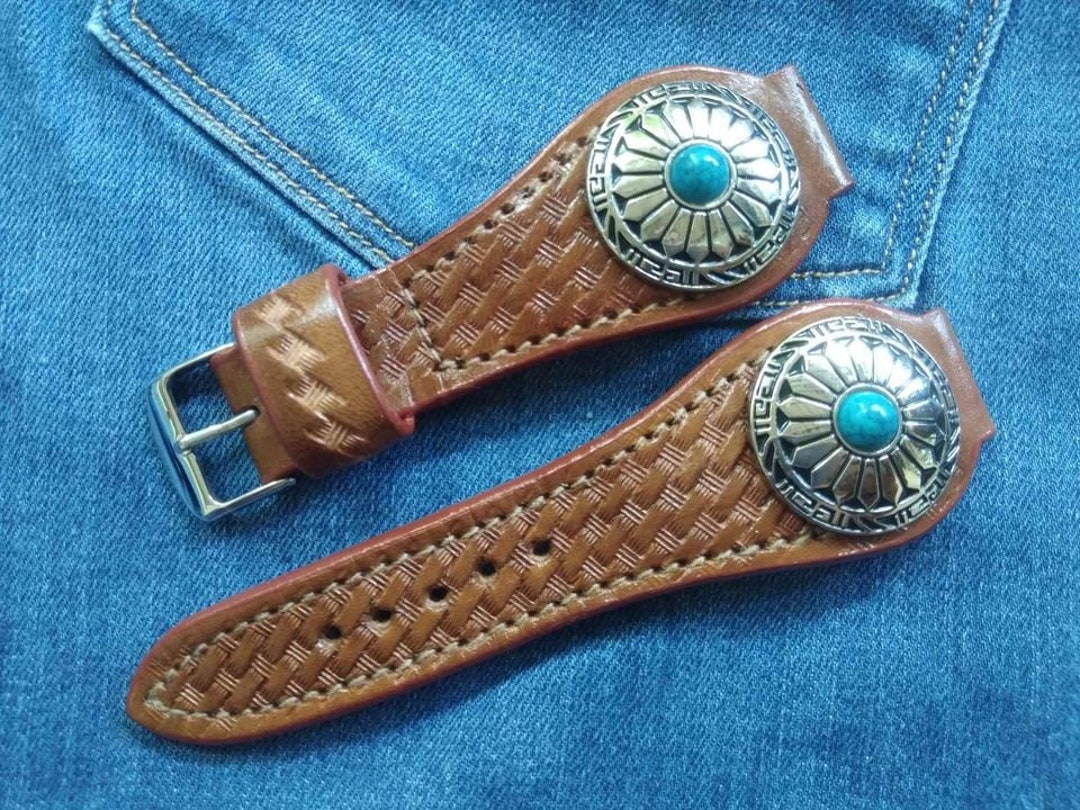 Western Watchband Custom Leather Watch Strap Tooled Leather Watch Strap ...
