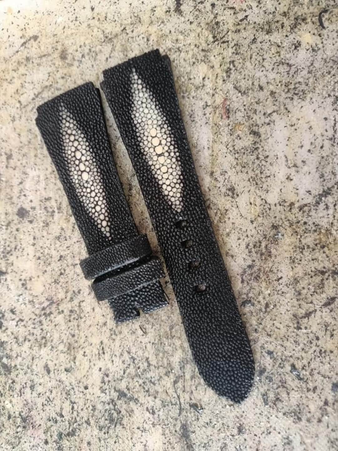 Black Stingray Skin Leather Watch Bands Handmade Watch Strap Stingray ...