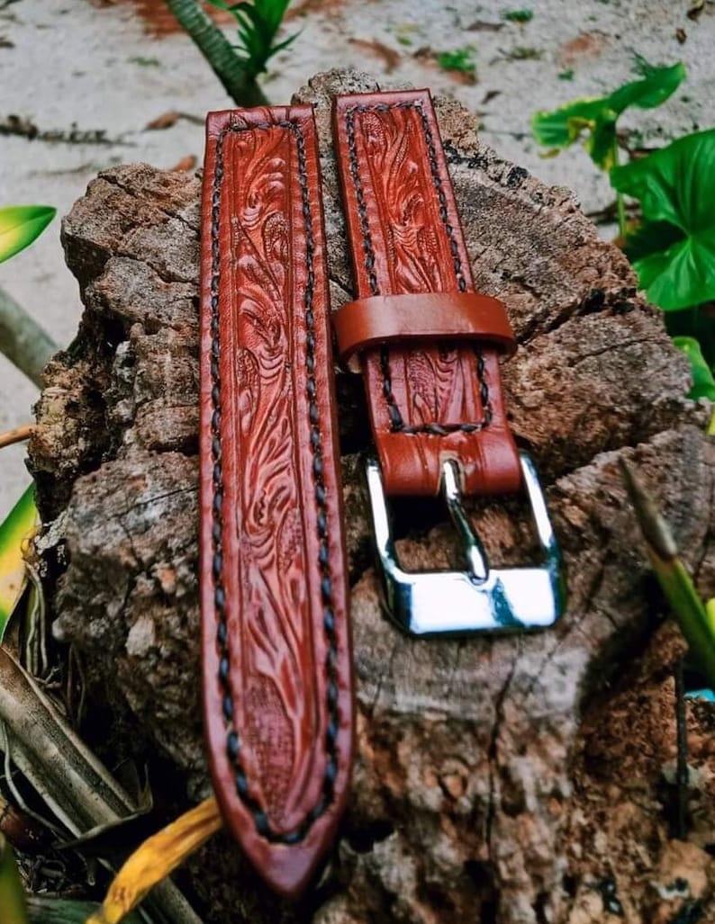 Western Watchband Custom Leather Watch Strap Tooled Leather Watch Strap ...